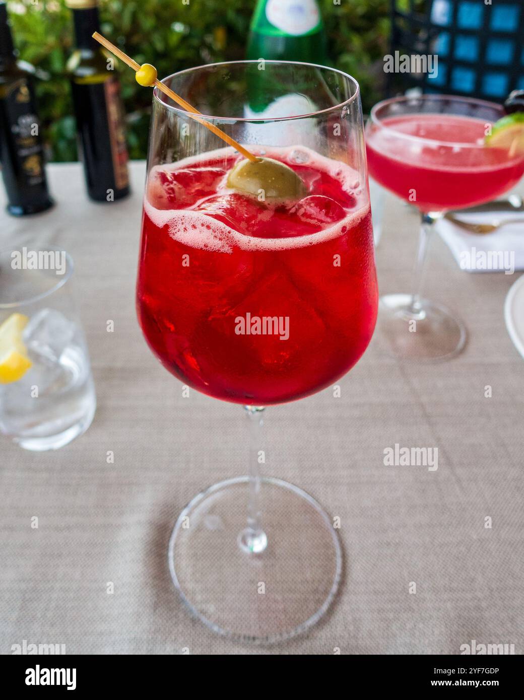 Venice, Vento – IT – Oct 14, 2024 A vibrant Select spritz rests on a ...