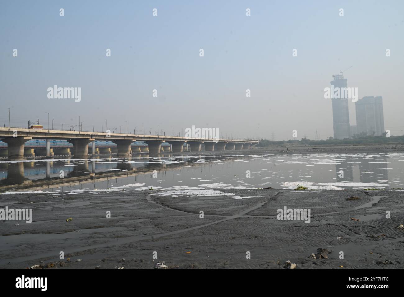 NEW DELHI, INDIA - NOVEMBER 2: Toxic foam seen floating over Yamuna ...