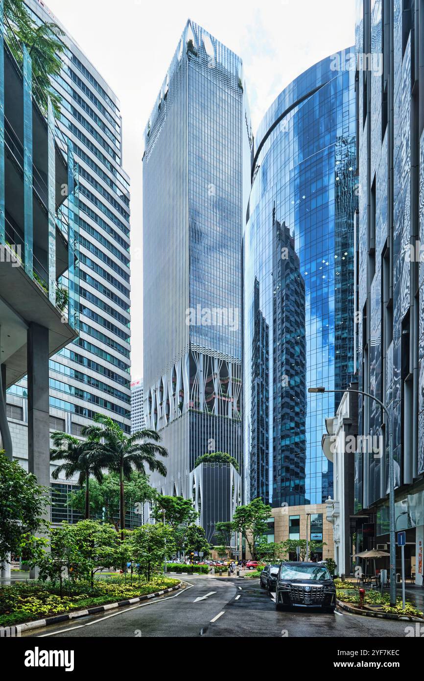 Singapore - August 12, 2024: CapitaSpring skyscraper with unique ...
