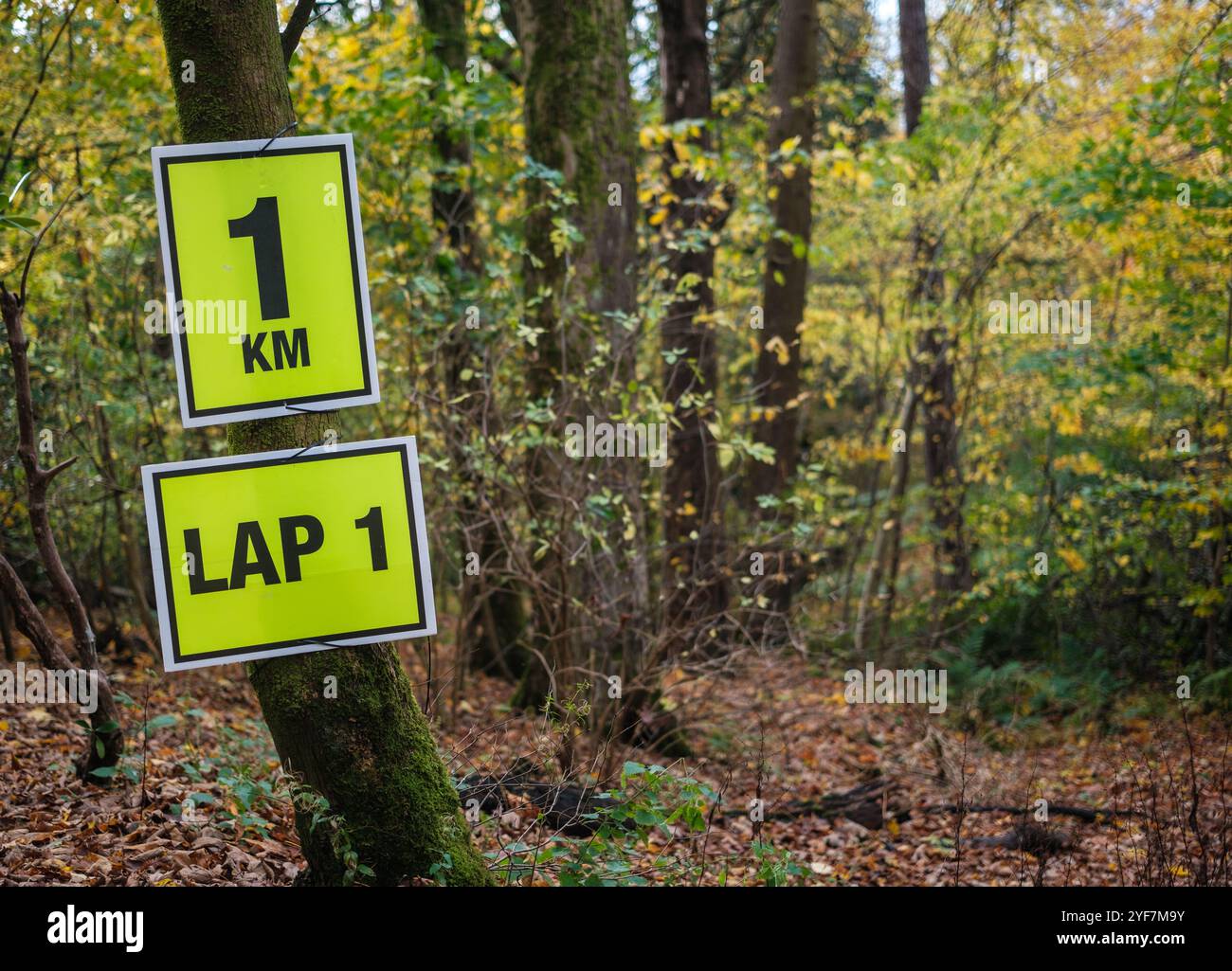 A Distance And Lap Sign For A Running Race In A Park Stock Photo - Alamy