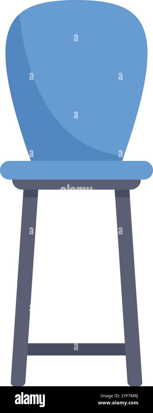 Simple blue bar stool with four legs standing on white background Stock ...