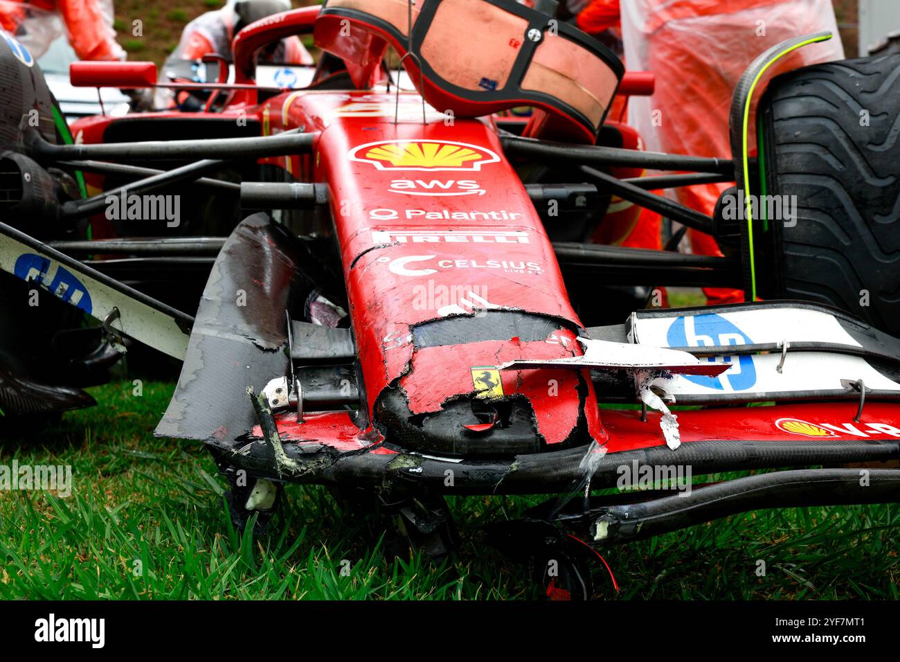 55 SAINZ Carlos (spa), Scuderia Ferrari SF-24, crash, accident, during ...