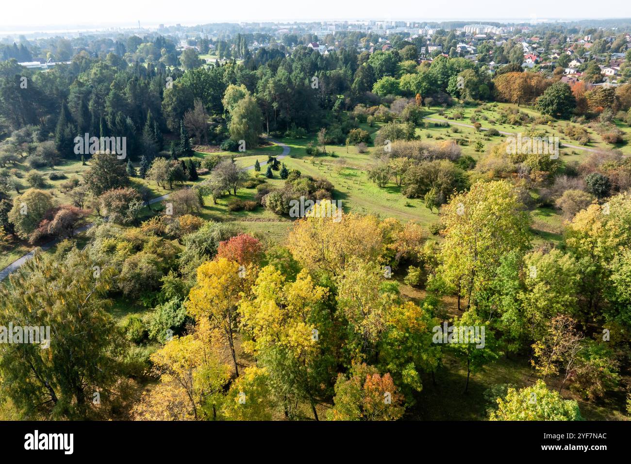 An expansive botanical garden features diverse trees and shrubs in ...