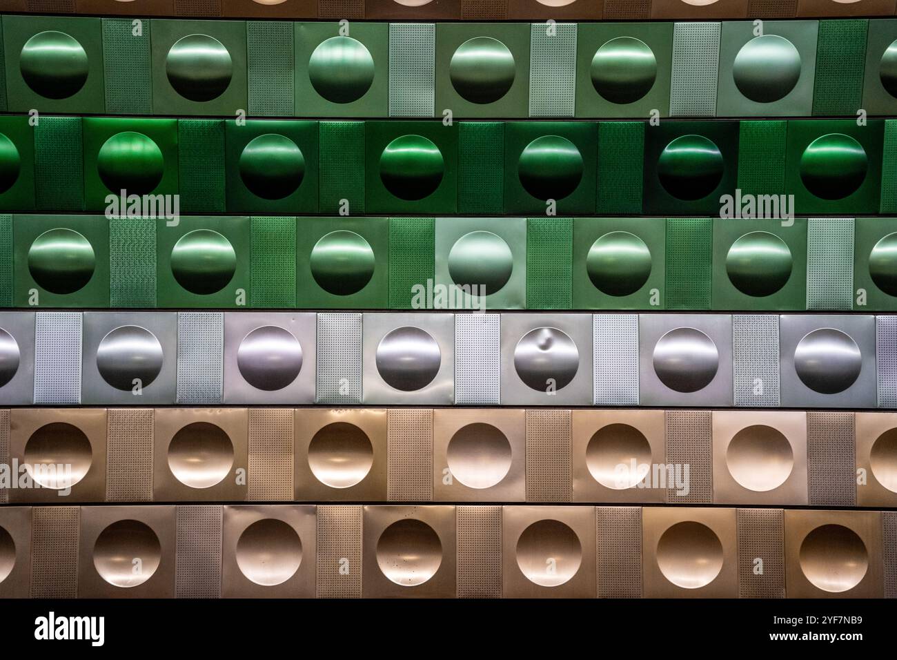 Malostranska station in Prague metro line A, design with round shaped ...