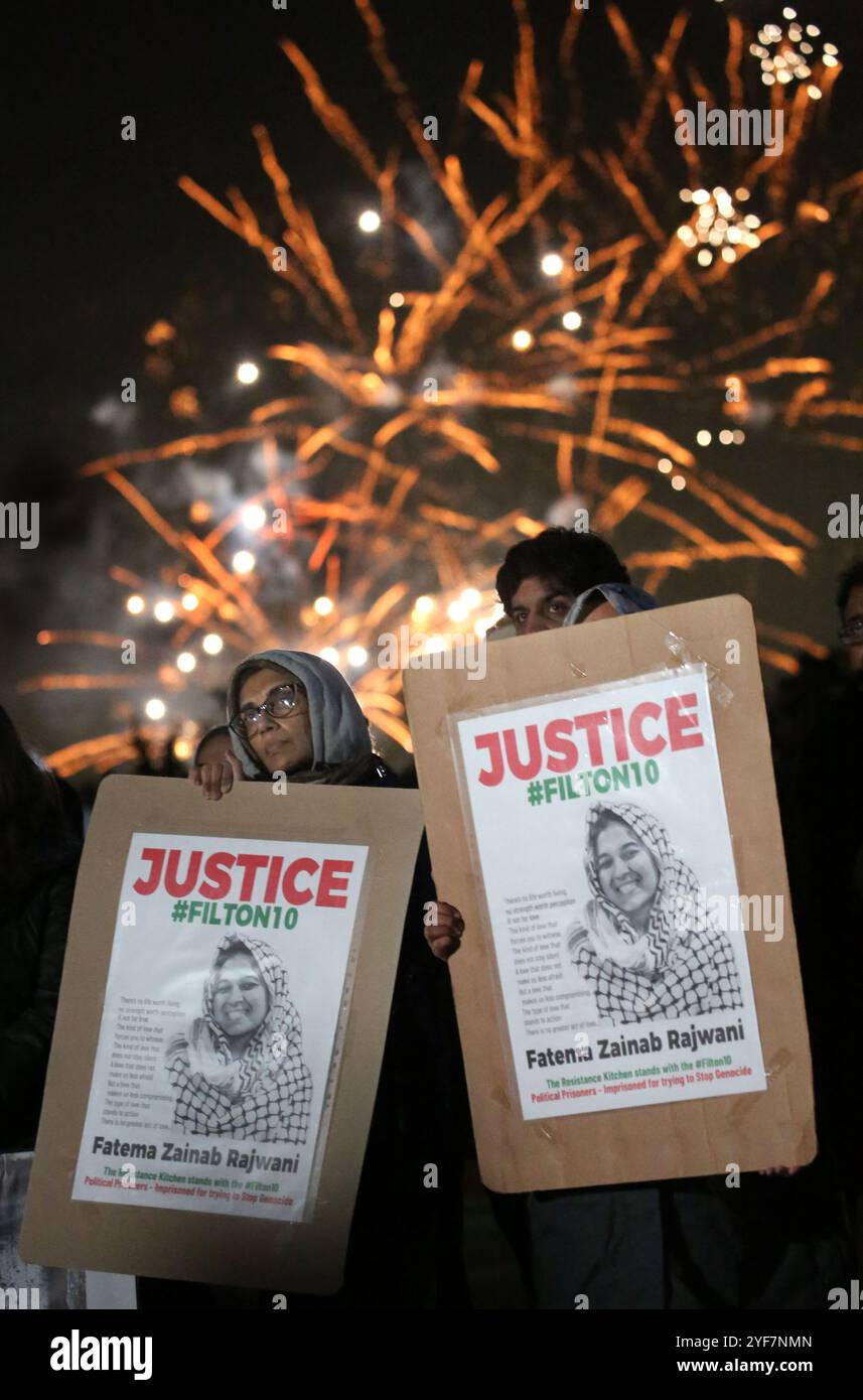 Reigate, England, UK. 2nd Nov, 2024. Fireworks explode in the ...