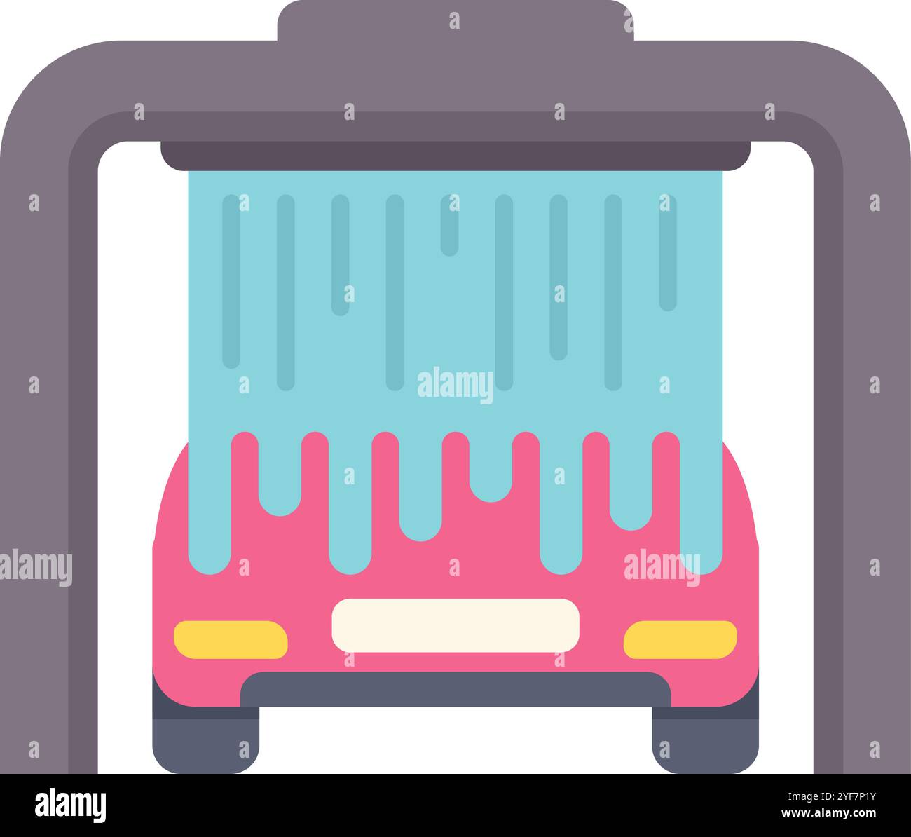 Illustration of an automatic car wash washing a red car with water ...
