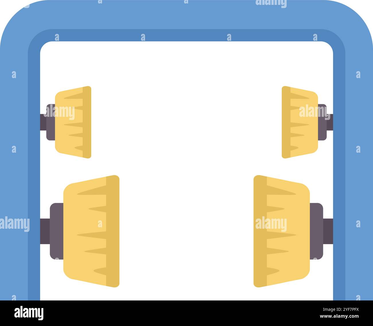 Automatic car wash machine is cleaning a vehicle with its rotating ...