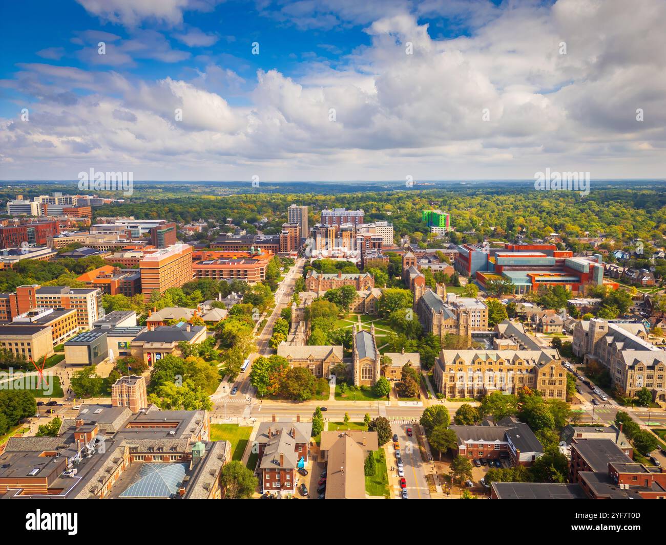 Ann Arbor, Michigan, USA college town skyline in the afternoon Stock ...