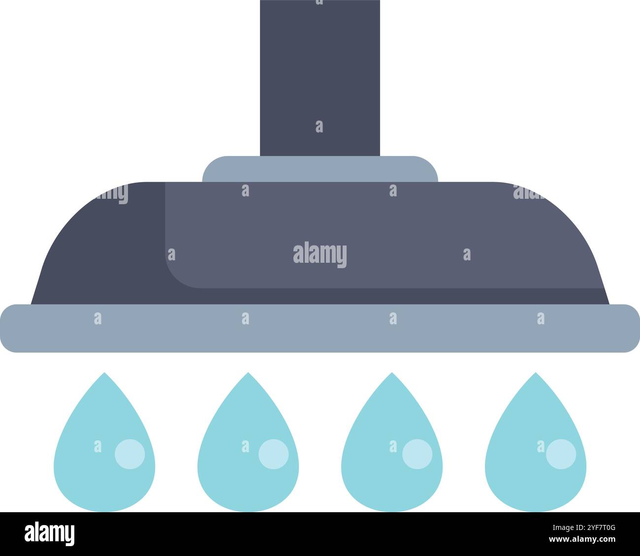 Minimalist illustration of a shower head pouring water drops ...