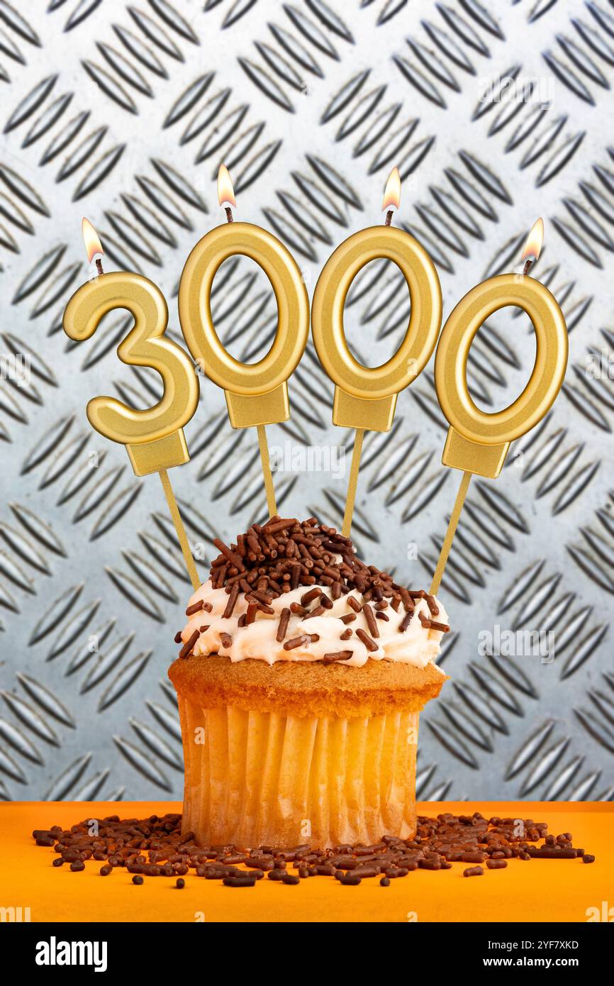 Chocolate cupcake with 3000 candle - Number of followers and views ...