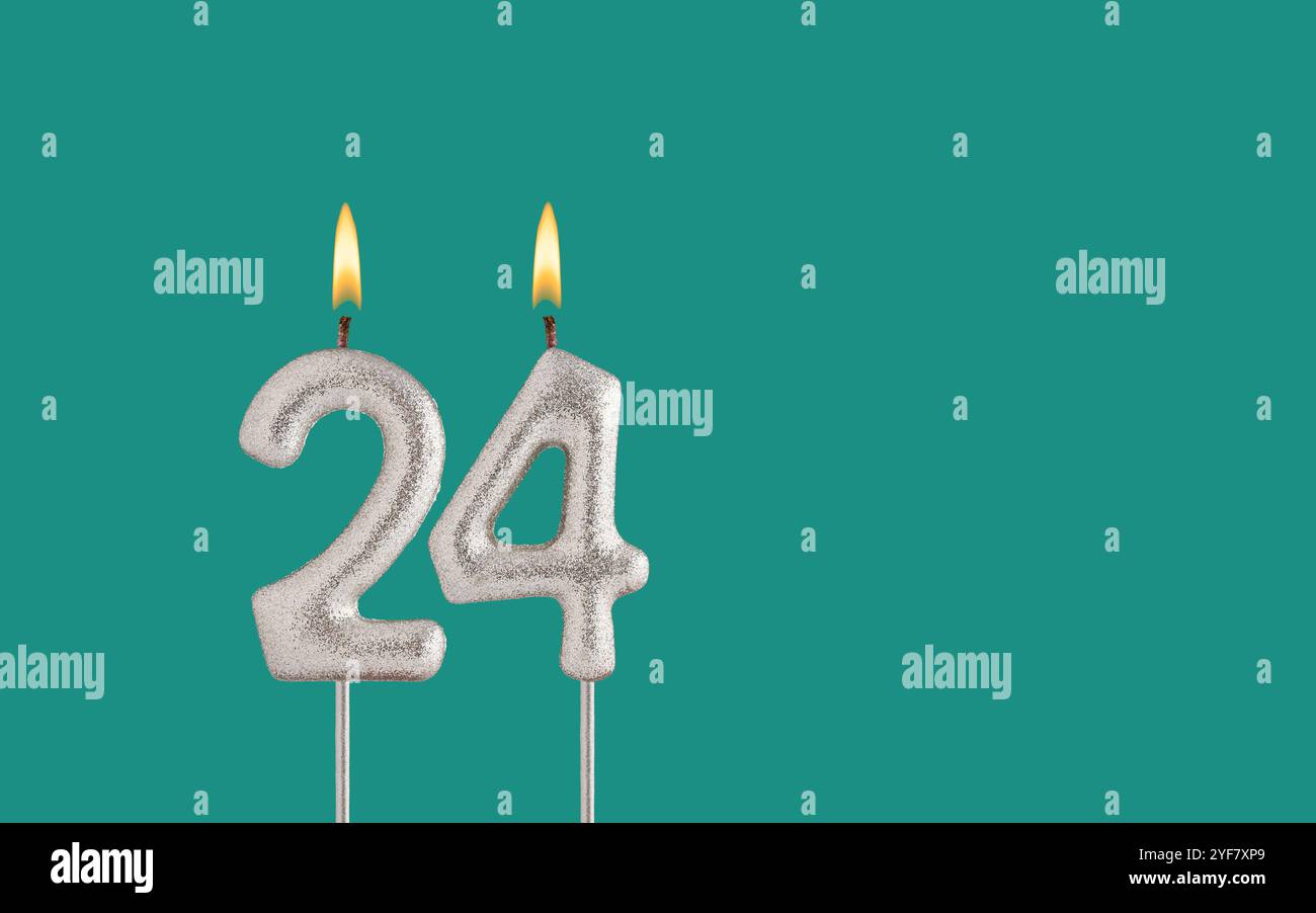 Birthday card on a green background - Candle in the shape of the number ...