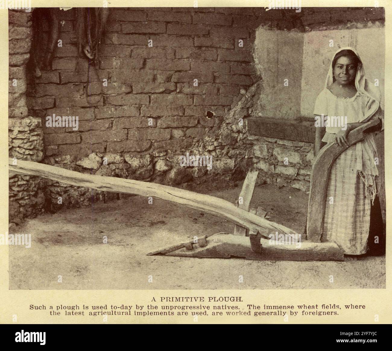 A wooden plough used by poor farmers in south america in 1911 Stock ...