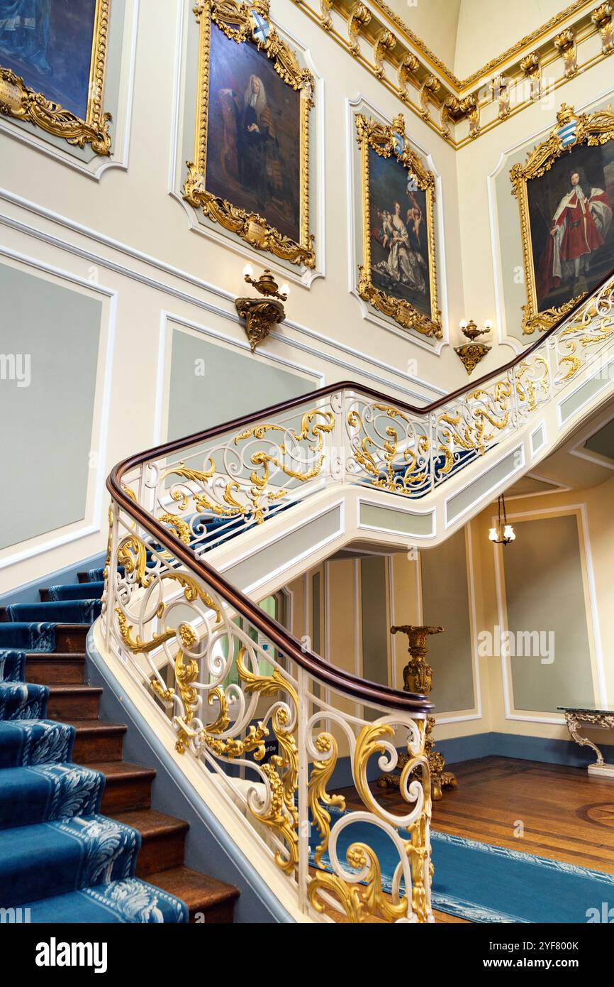 Ornate railing at the Staircase Hall, Wrest House, Wrest Park ...
