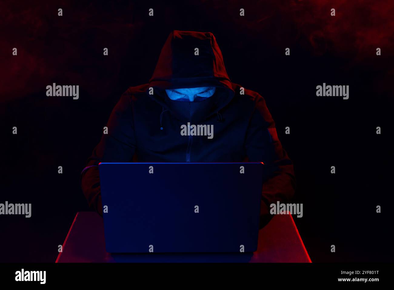 Computer Hacker in Hoodie. Obscured Dark Face. Hacker Attack, Virus ...