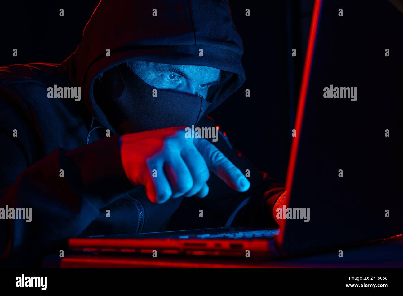 Computer Hacker in Hoodie. Obscured Dark Face. Hacker Attack, Virus ...