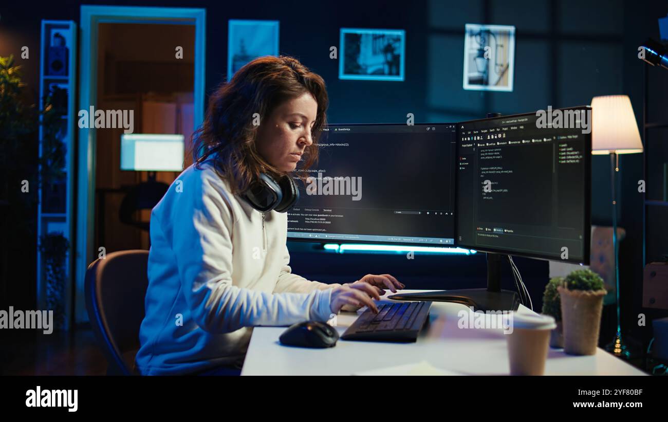 Freelancing computer scientist typing hi-res stock photography and ...