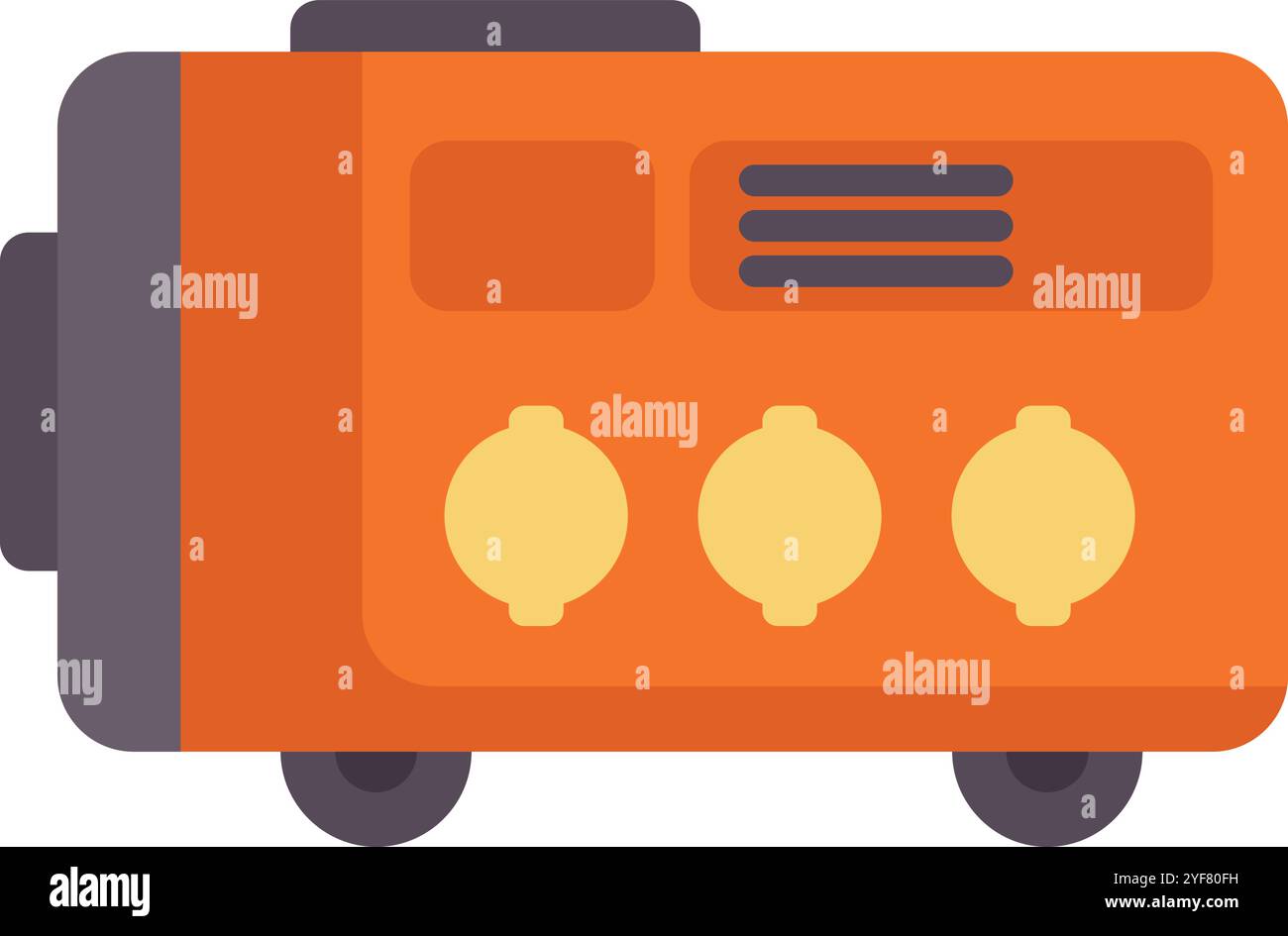 Orange portable generator with multiple outlets, providing electricity ...
