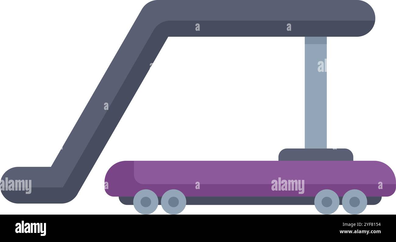 This flat icon depicts an airport conveyor belt used to transport ...