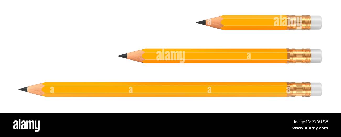 Graphite Pencils different size with Soft Texture and an eraser, 3D ...