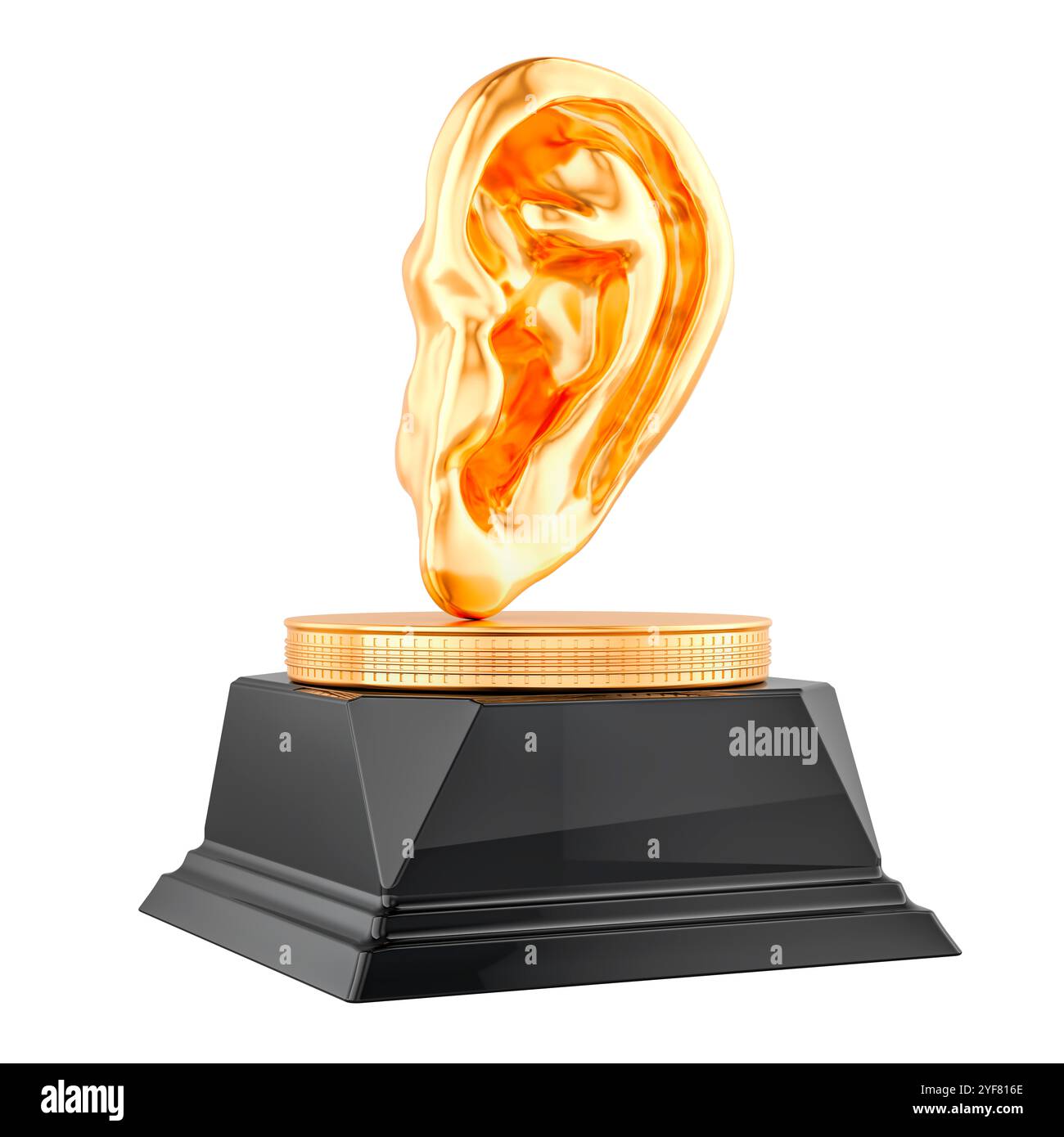 Golden Ear trophy, award concept, 3D rendering isolated on white ...
