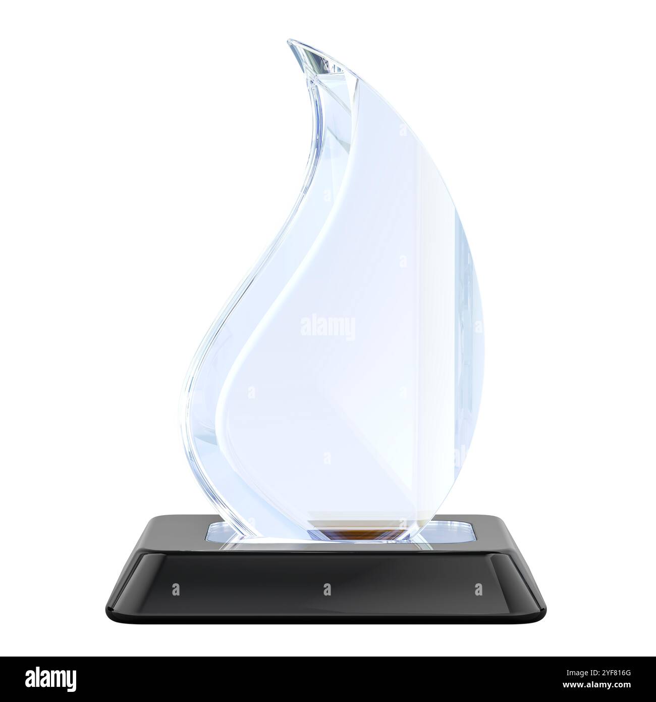 Drop shaped crystal reward, glass award trophy, mockup. 3D rendering ...
