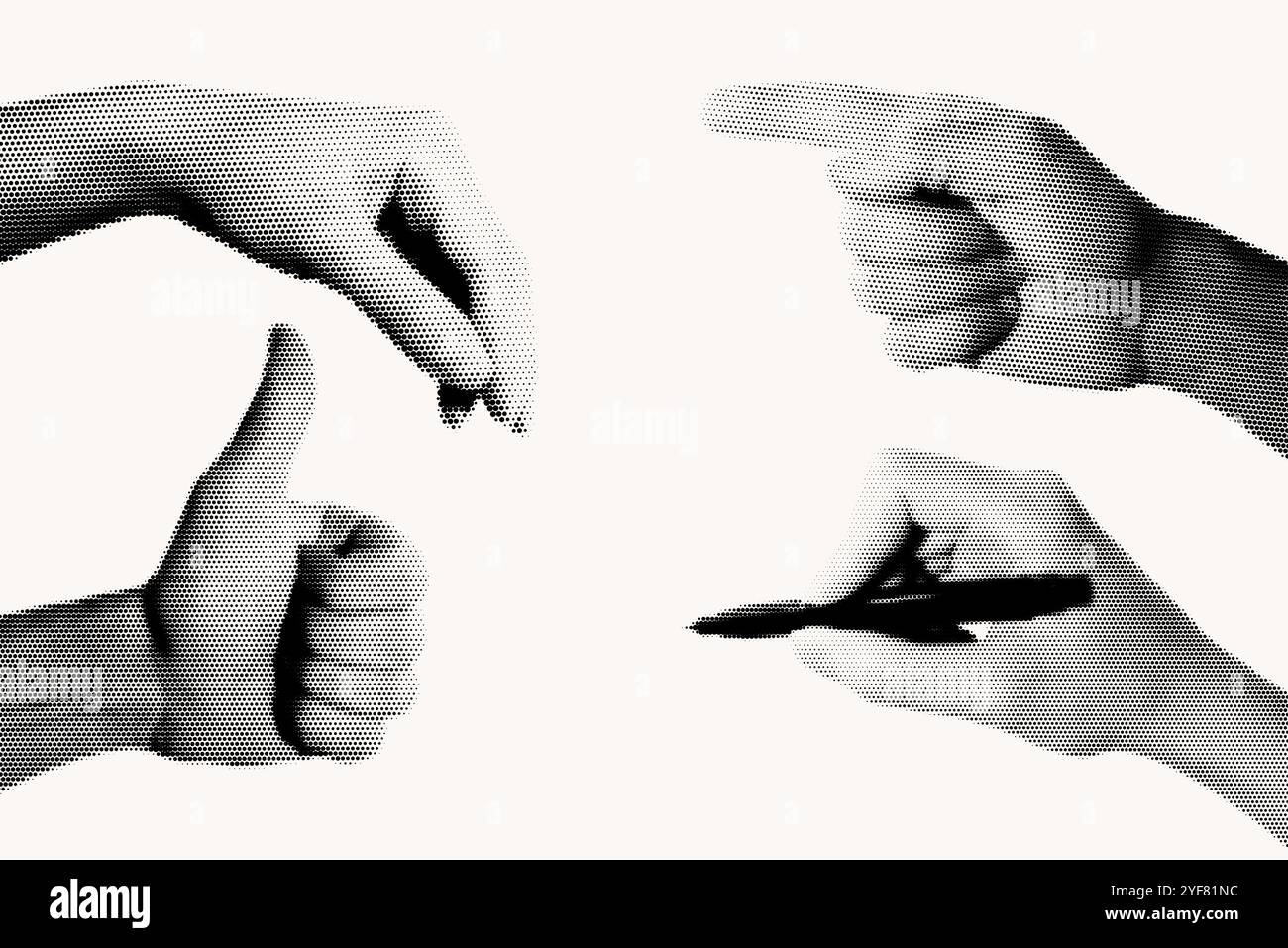 Set of halftone images of hands. Pop art retro style illustration Stock Vector Image & Art - Alamy