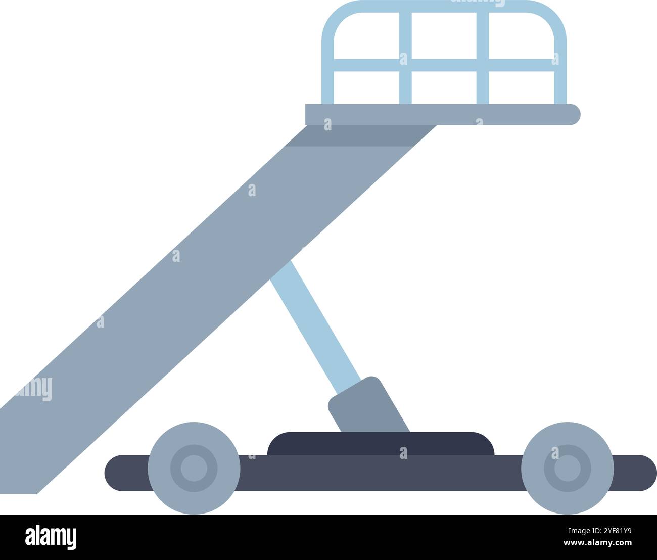 Airport passenger boarding stairs bridge with wheels connecting plane ...