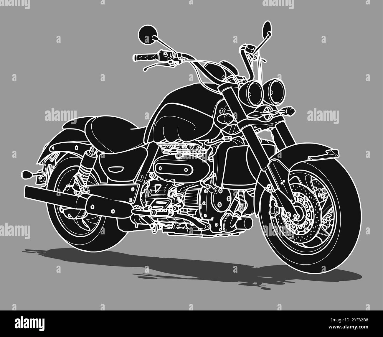 Illustration of retro motorcycle isolated Monochrome style Stock Vector ...