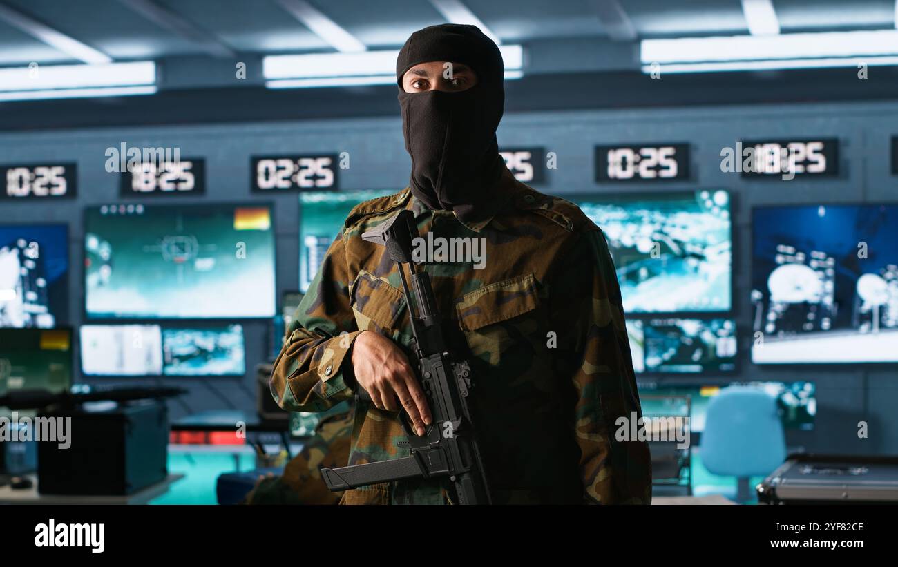 Terrorist occupying enemy base of operations, conducting guerilla ...