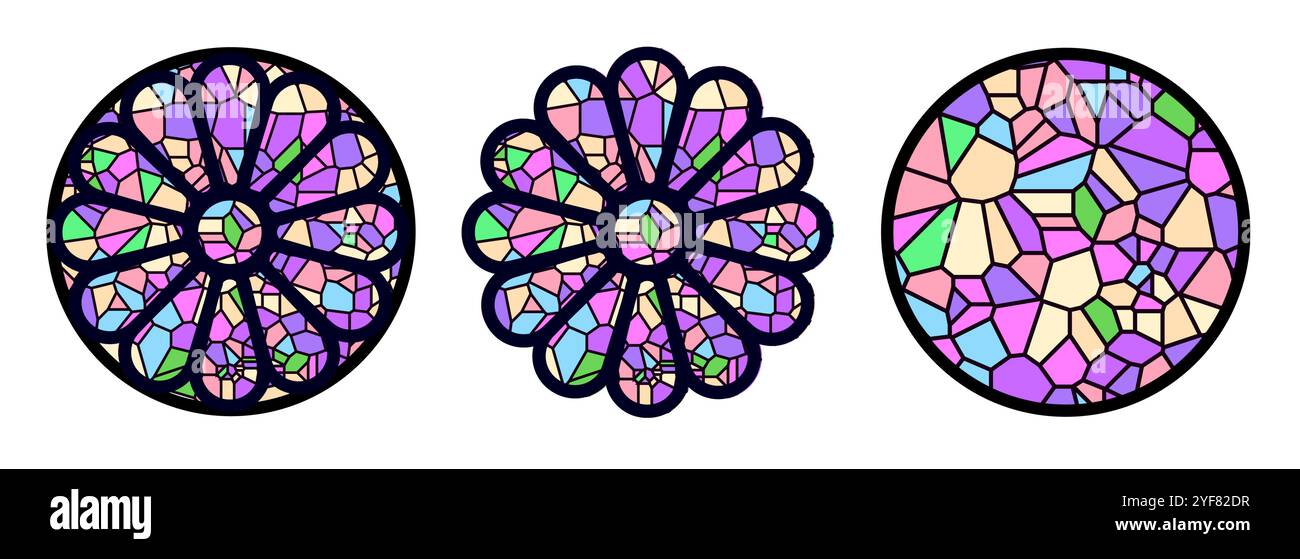 Stained glass rosette vector illustration set Stock Vector Image & Art ...