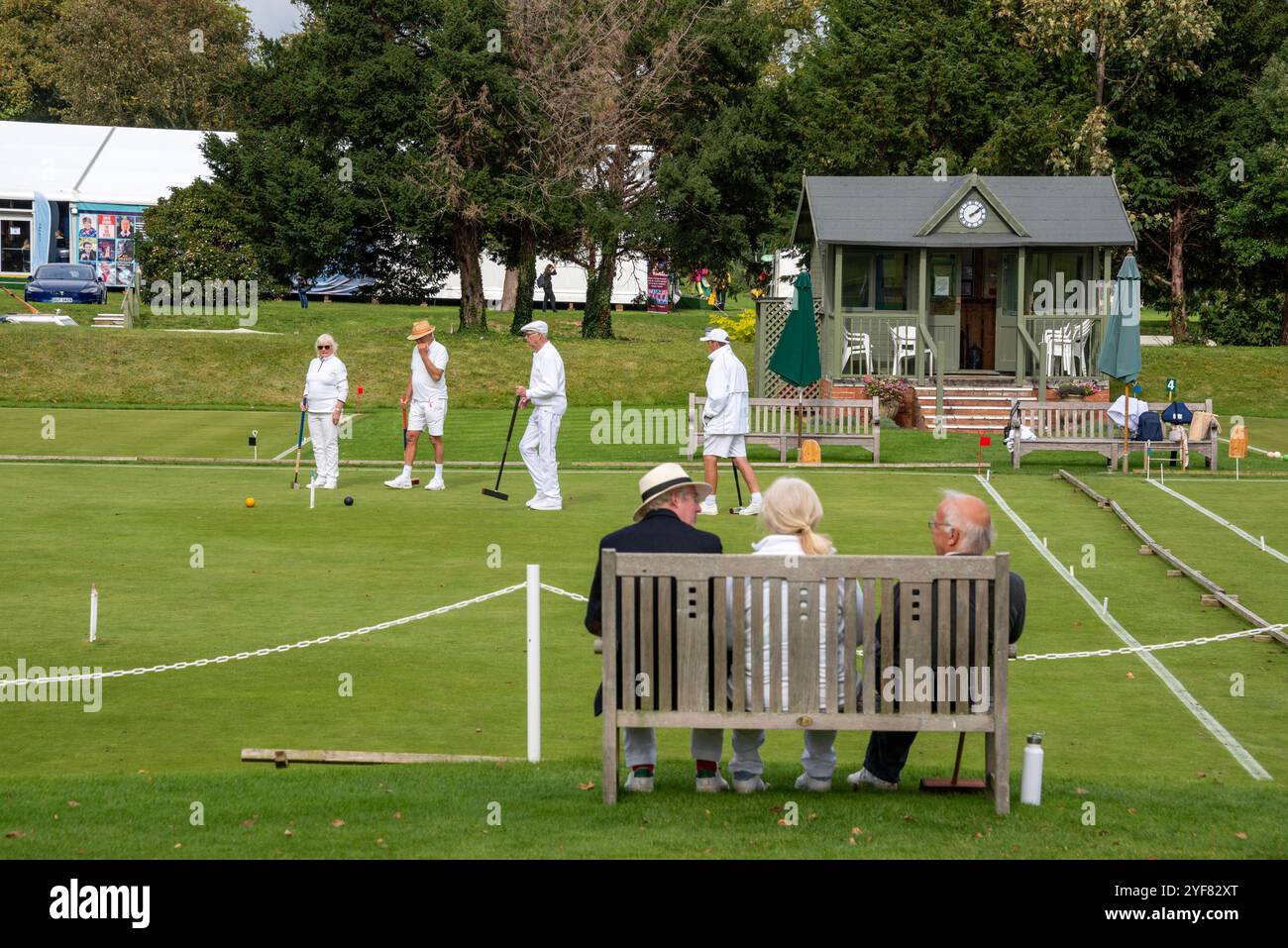 Playing croquet at Phyllis Court Club, Henley on Thames, UK Stock Photo ...