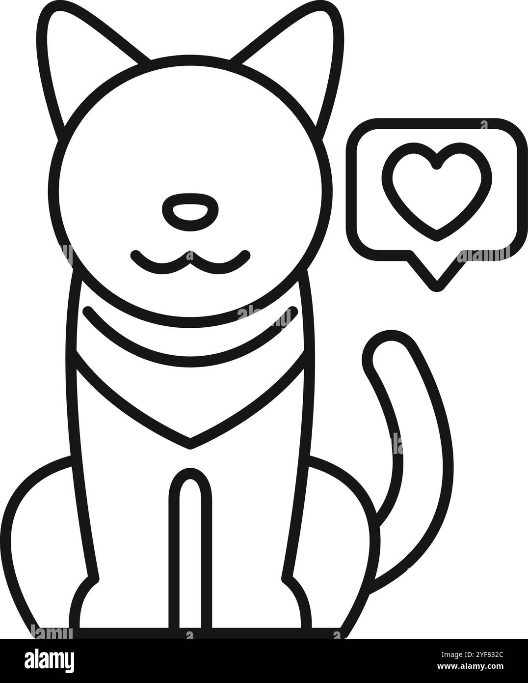 Cartoon cat wearing bandana with love symbol, showing affection, care ...