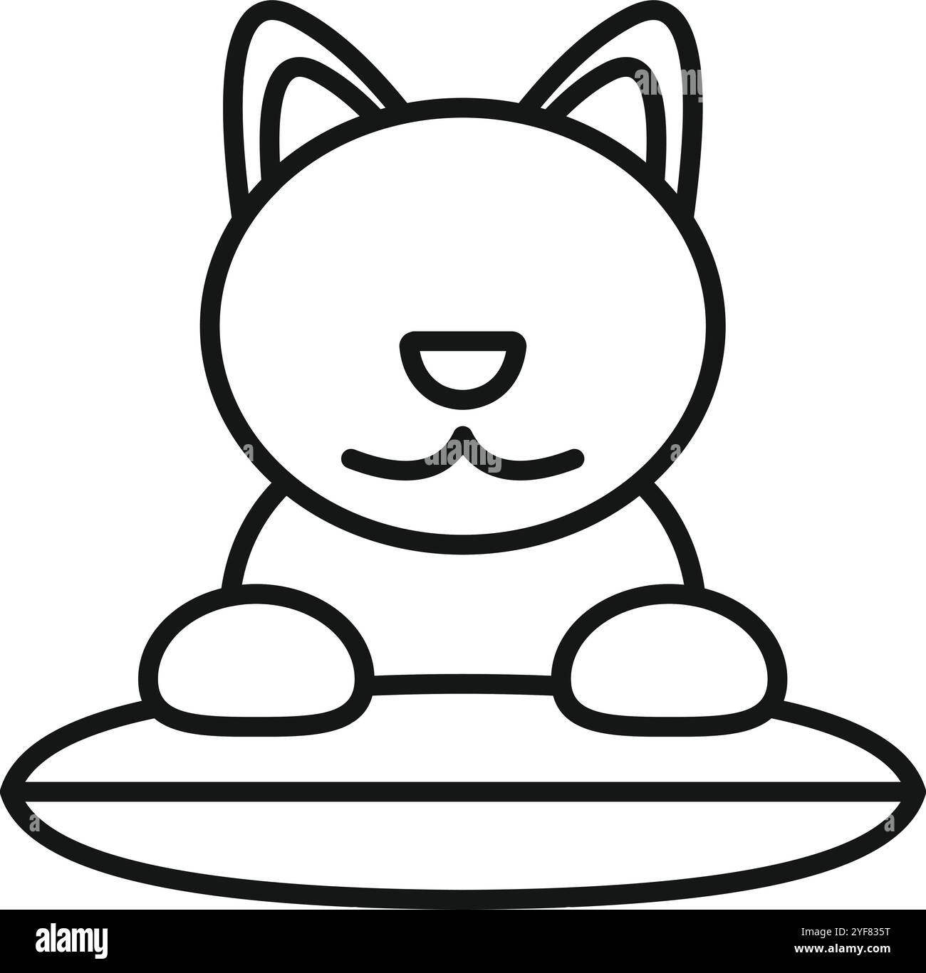 Cartoon cat resting peacefully on a comfy pillow, enjoying a quiet ...