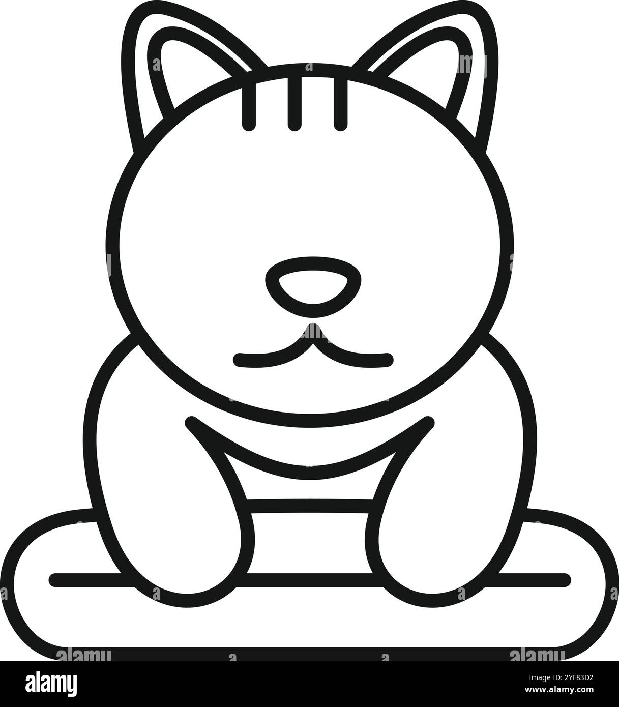 Adorable cartoon cat relaxing peacefully on a soft mat, enjoying a ...