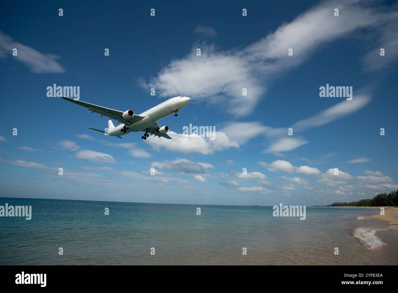 Landing passenger jet airplane at daytime Stock Photo - Alamy