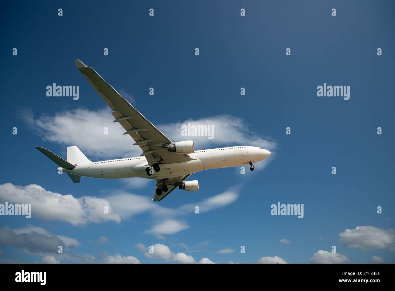 Landing passenger jet airplane at daytime Stock Photo - Alamy