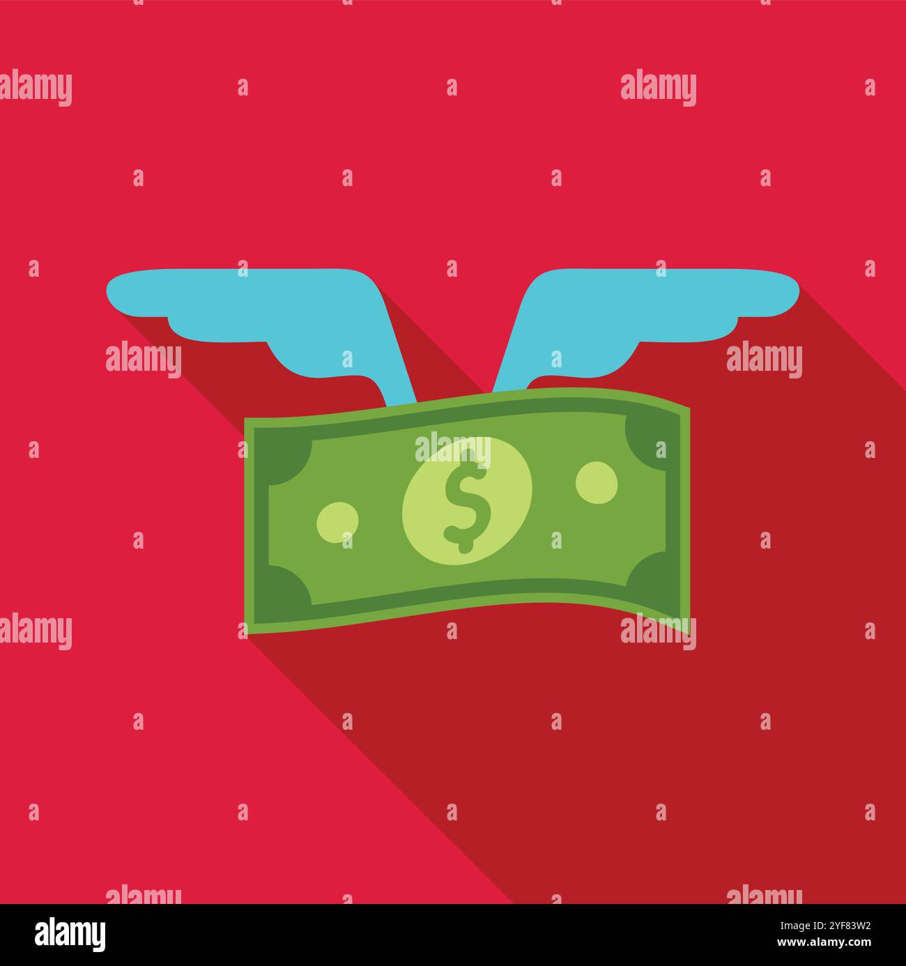 Green banknote with wings soaring representing inflation, financial ...