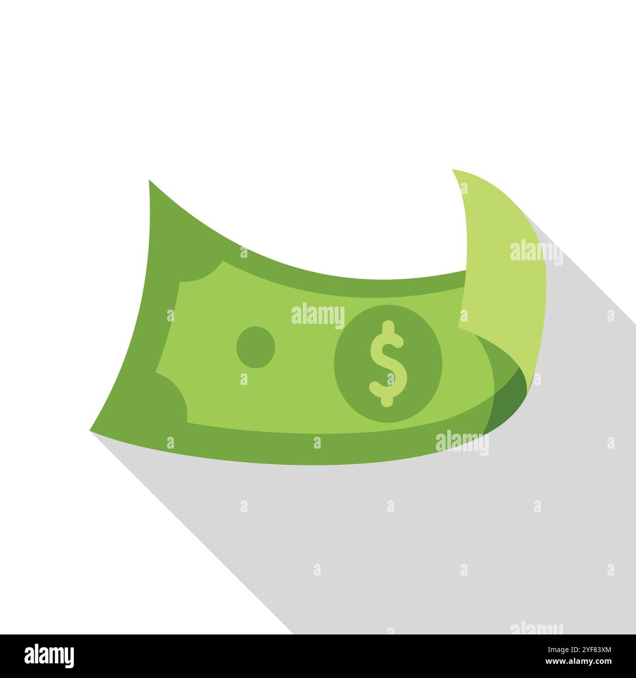 Green dollar bill waving, representing concepts of finance, investment ...