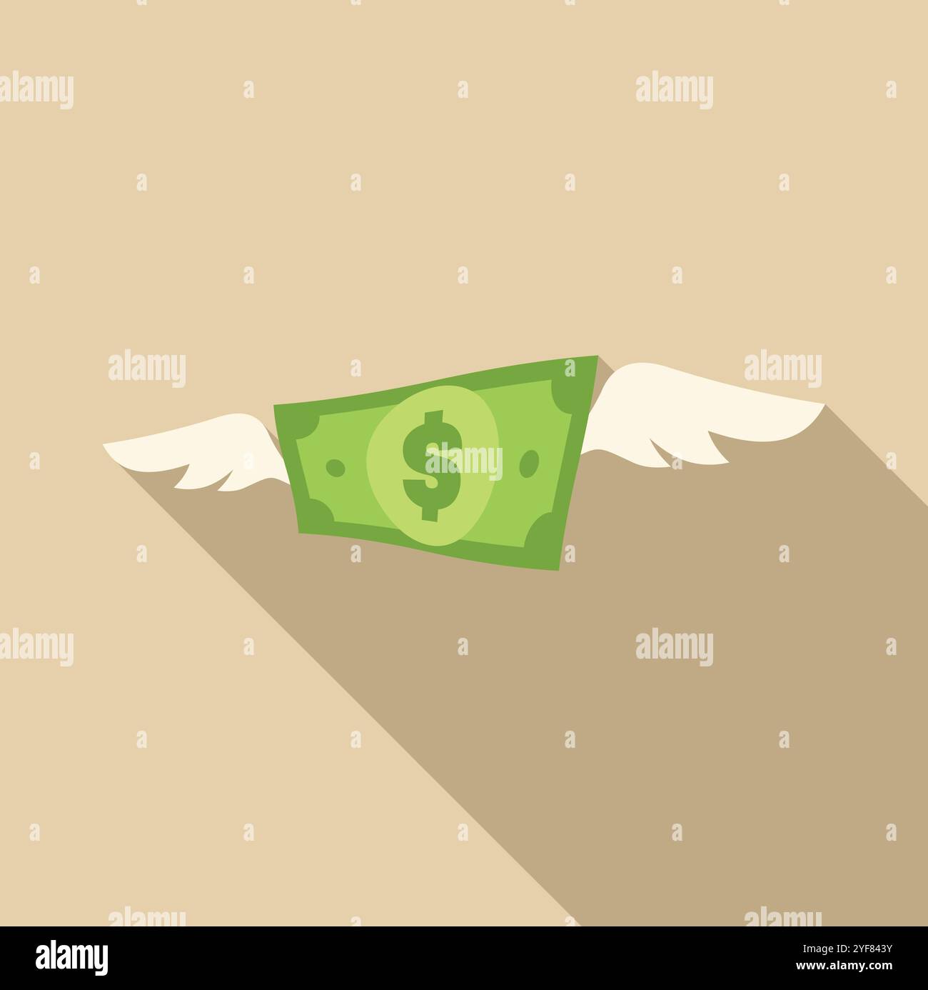 Green dollar bill flying with wings, representing easy money, financial ...