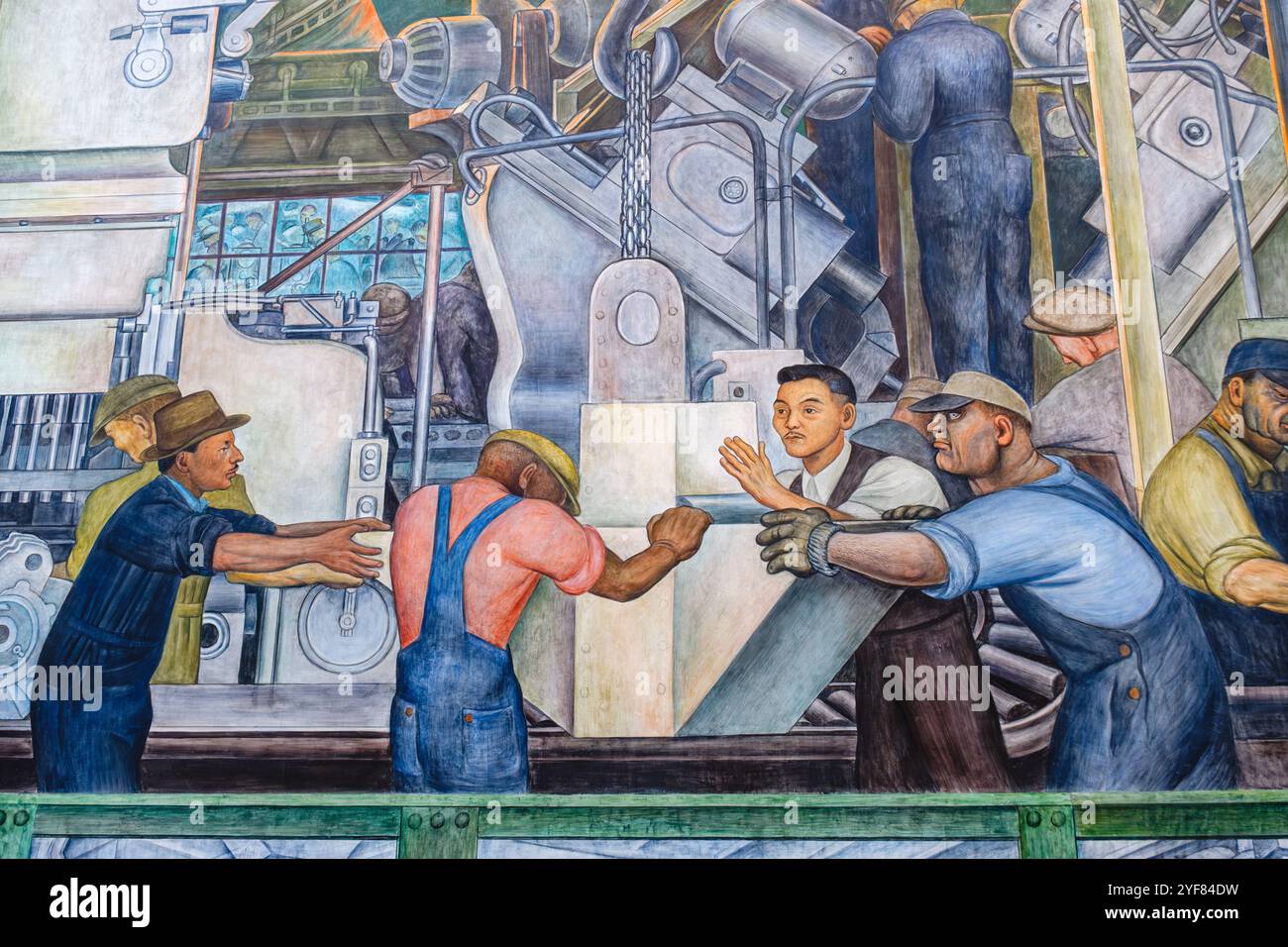 Detroit Industry Murals, frescoes by Mexican artist Diego Rivera depicting laborers working at ...