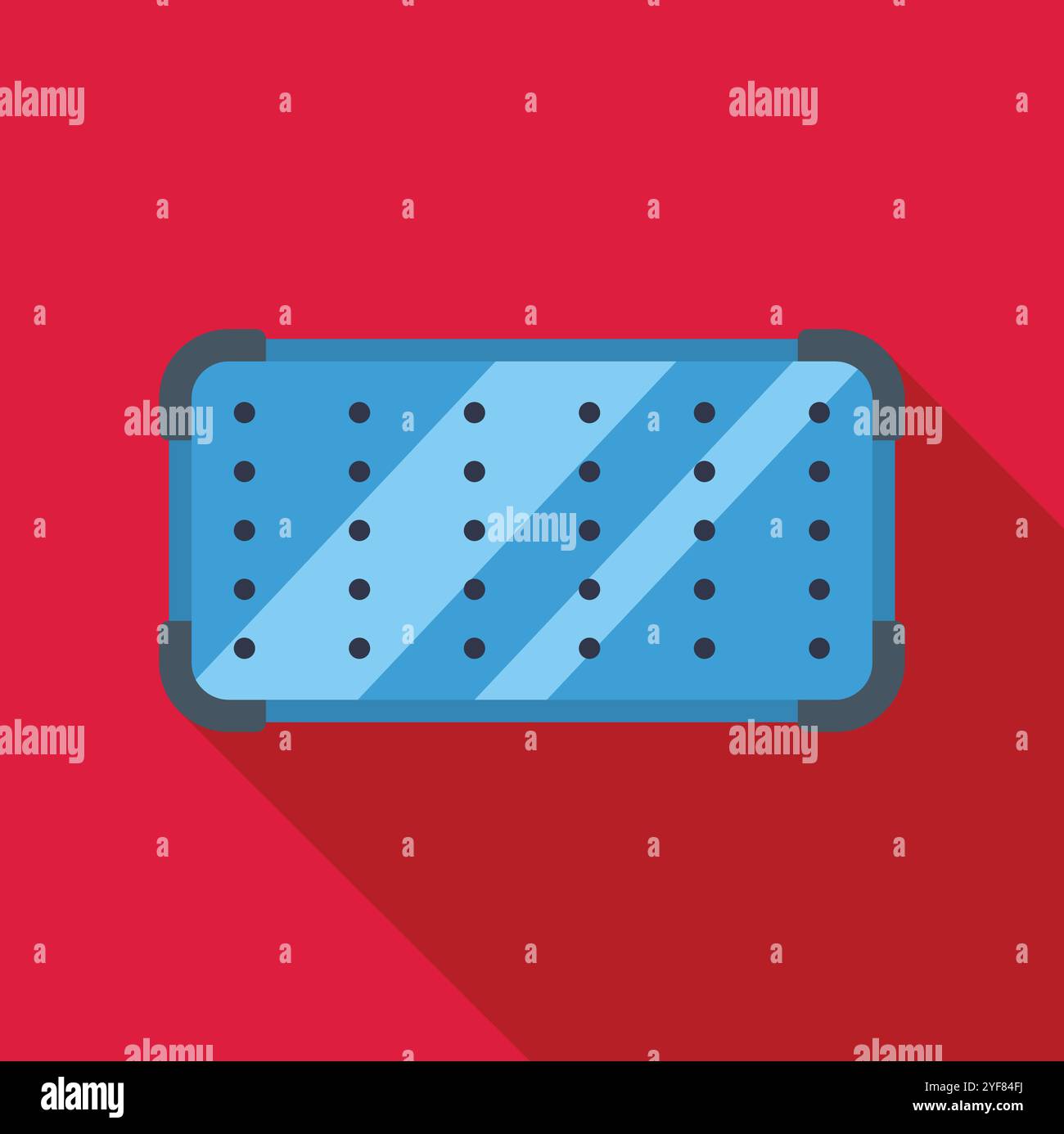 Sterile surgical instrument tray with holes and angled stripe ...