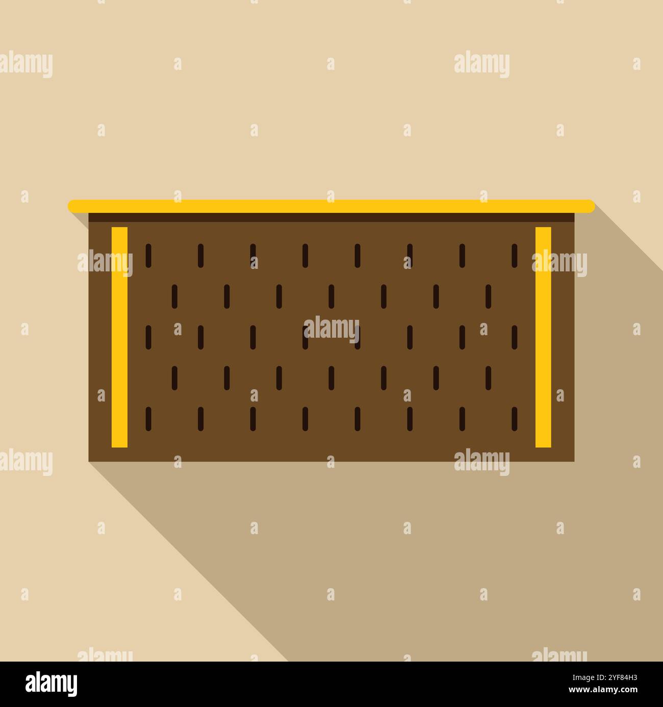 Perforated desk with yellow borders in flat design style, ideal for ...