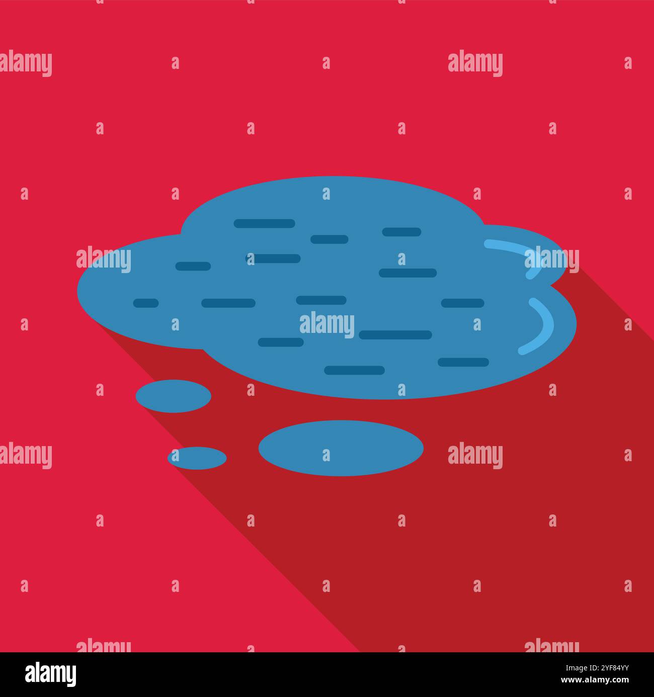 Vector illustration of a blue cloud emitting particles on a red ...