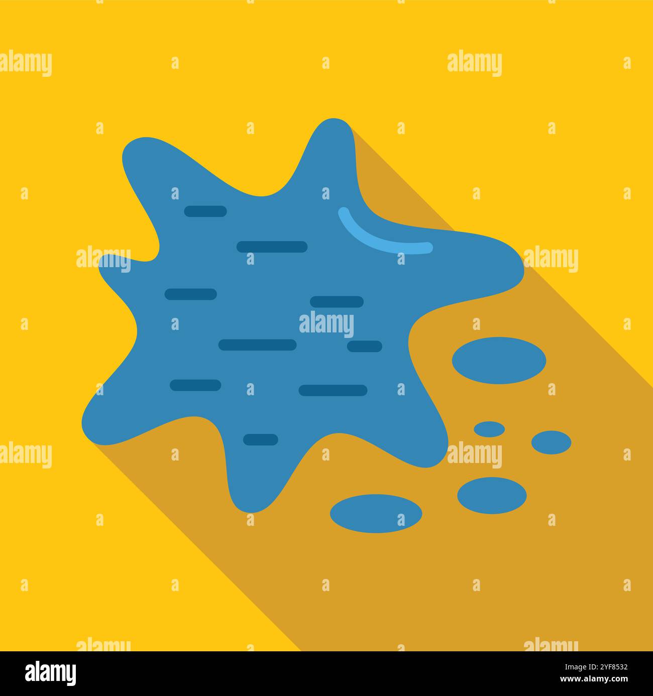 Blob of blue liquid splashing on a yellow background, creating a ...