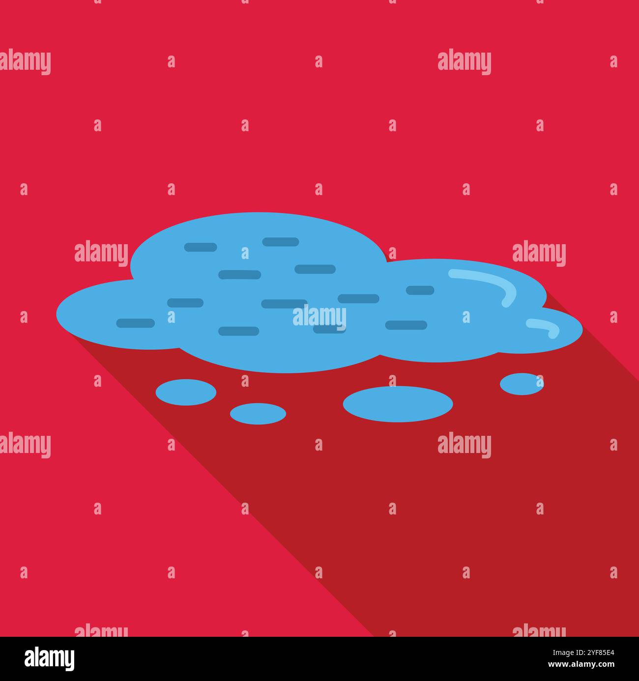 Cartoon puddle reflecting cloudy sky with smaller puddles forming ...