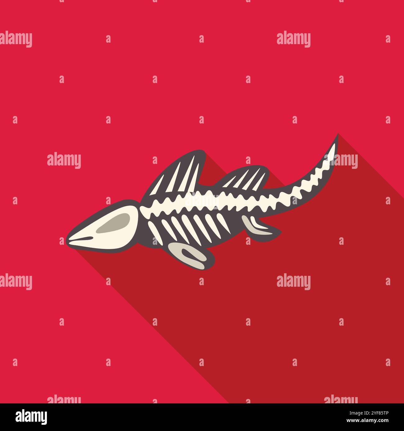 Skeleton of prehistoric fish showing its bone structure, representing ...