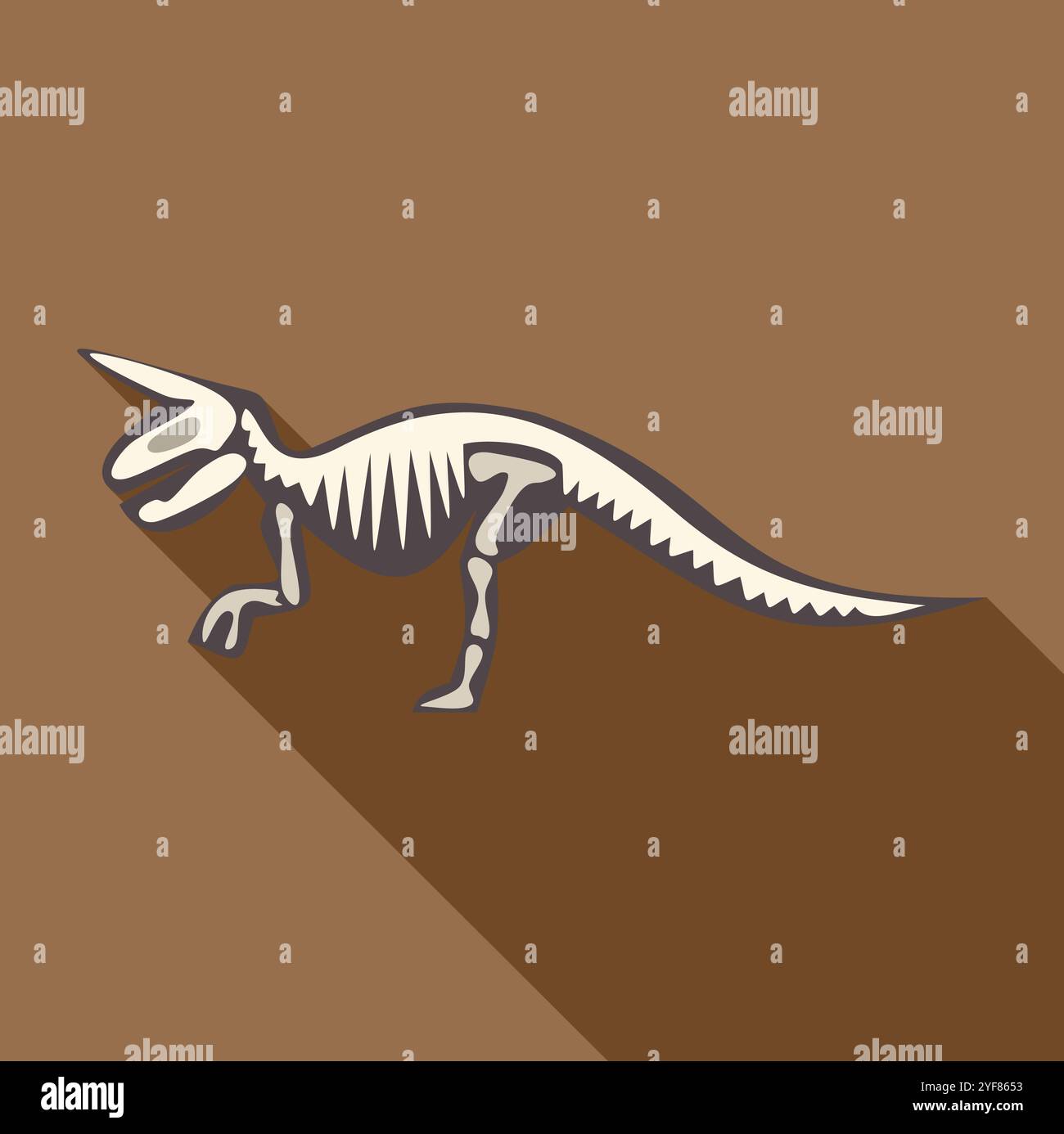 Dinosaur skeleton evoking paleontology, archeology, and prehistoric ...