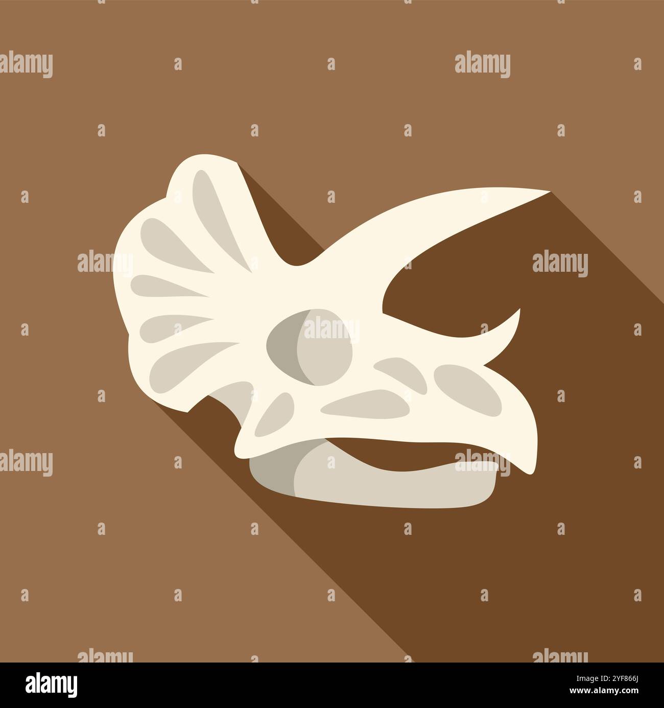 Triceratops skull fossil lying on a brown background, perfect for ...