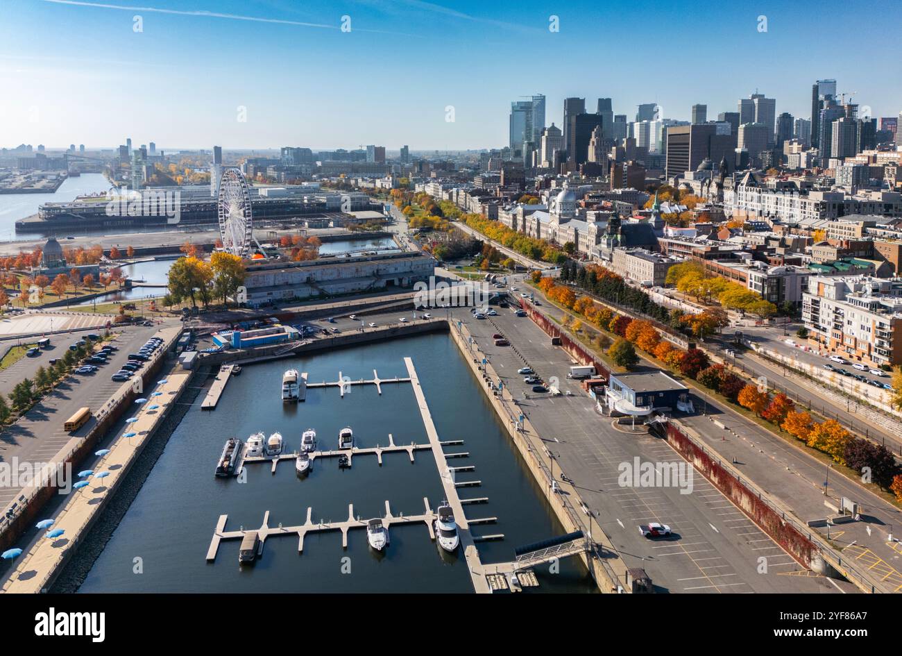 Aerial view of Montreal Old Port in autumn Stock Photo - Alamy