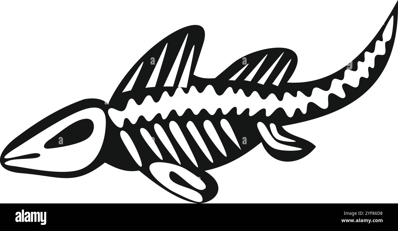 Skeleton of a fish swimming underwater, symbolizing aquatic life and ...